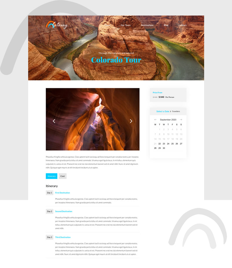 Getaway, tour operator and travel agency WordPress theme - Viva Themes